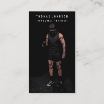 Modern Trendy Personal Trainer Fitness Photo Business Card | Zazzle