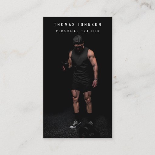 Modern Trendy Personal Trainer Fitness Photo Business Card | Zazzle