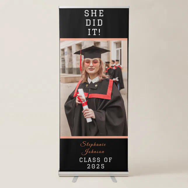 Modern Trendy Photo Collage Graduation Retractable Banner | Zazzle