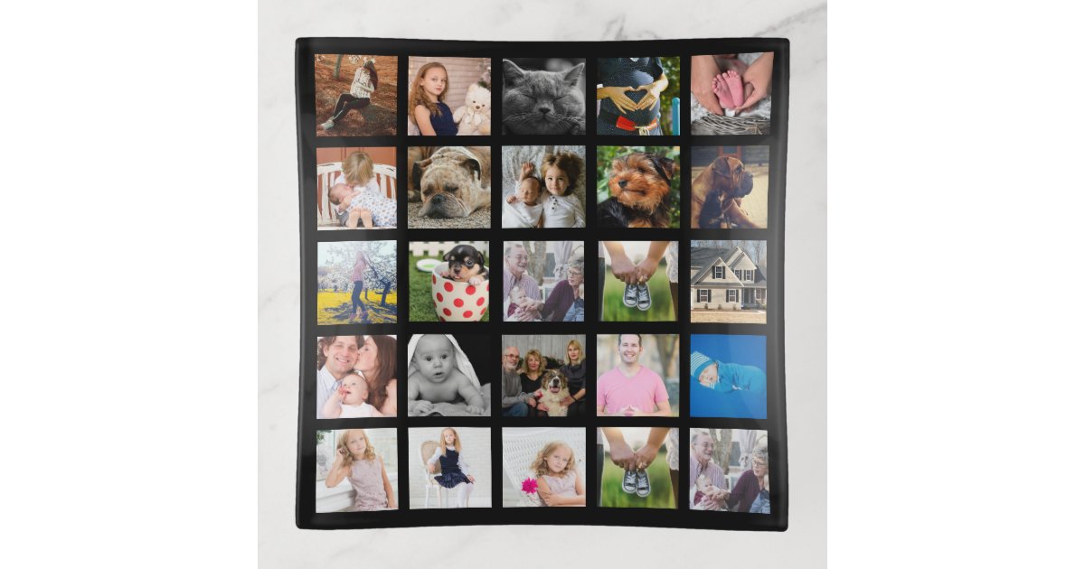 Modern Trendy Photo Collage Trinket Tray | Zazzle