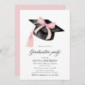 Modern Trendy Pink Bow Graduation Cap Graduation Invitation | Zazzle
