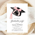 Modern Trendy Pink Bow Graduation Cap Graduation Invitation | Zazzle