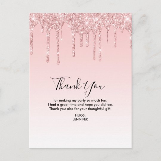 Modern Trendy Pink Faux Liquid Glitter Postcard | Zazzle.com