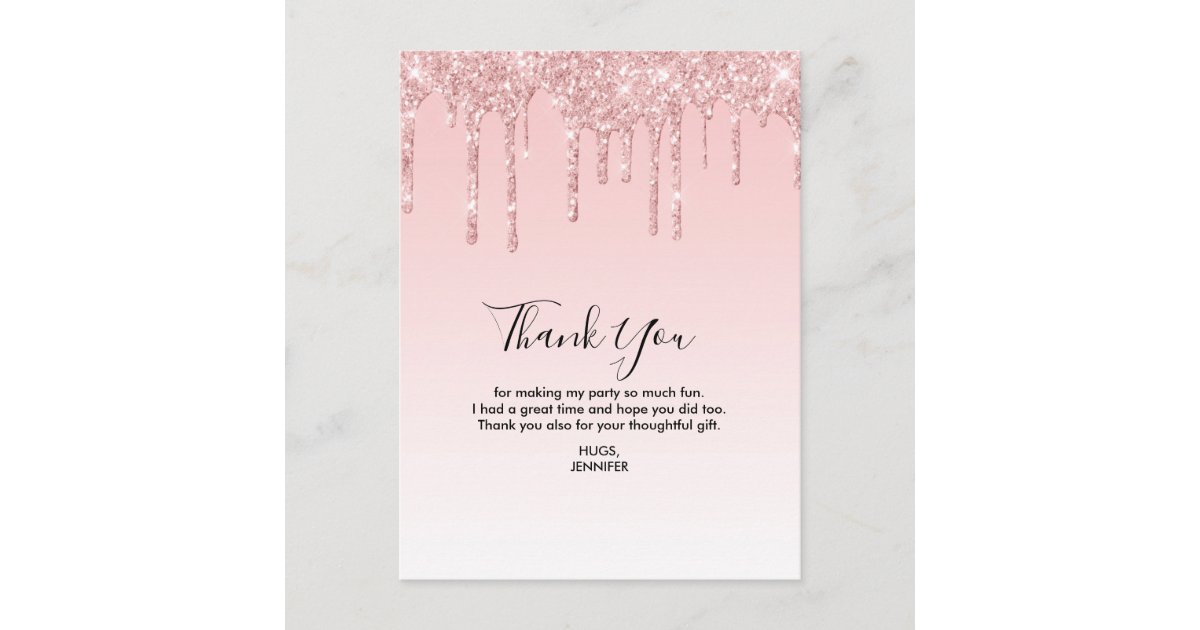 Modern Trendy Pink Faux Liquid Glitter Postcard | Zazzle