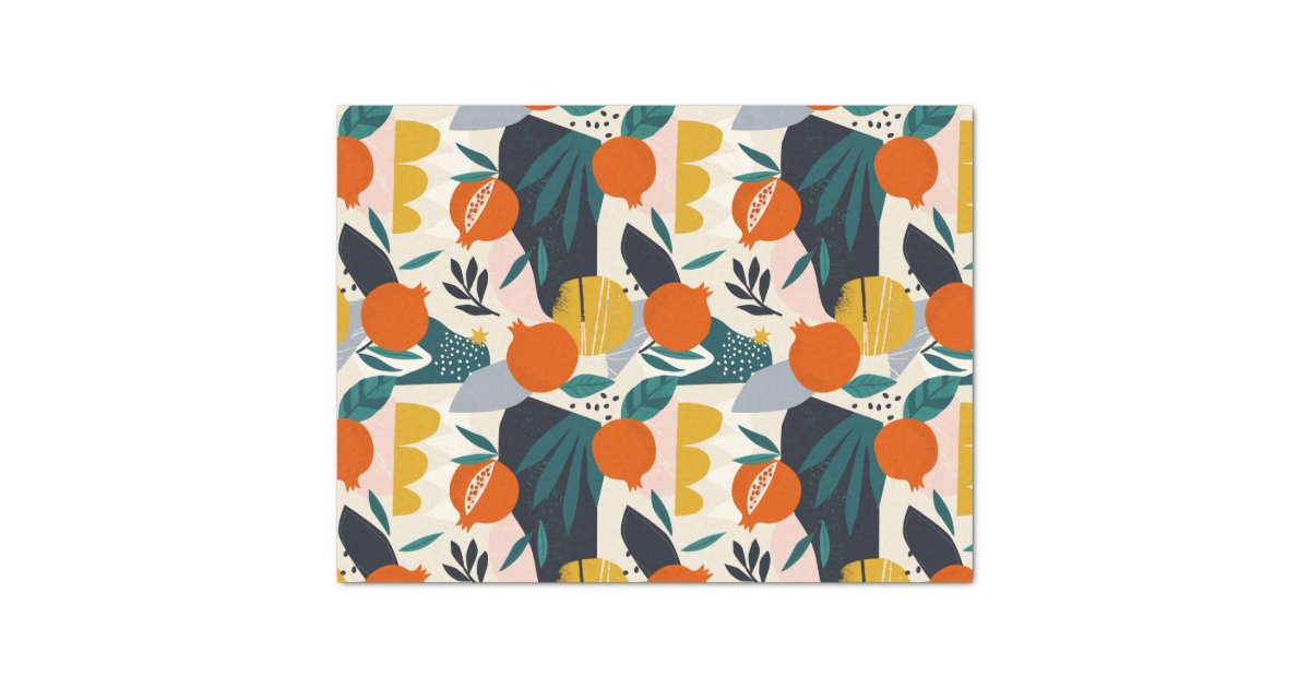 Modern Trendy Preppy Chic Apricot and Leaves Tissue Paper | Zazzle