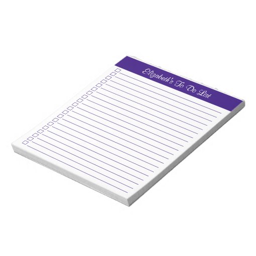 Modern Trendy Purple One Column Checklist Notepad | Zazzle
