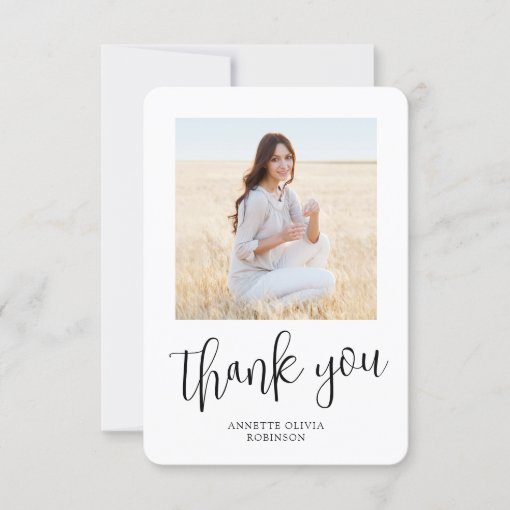 Modern Trendy Script 2 Photo Simple Thank You | Zazzle