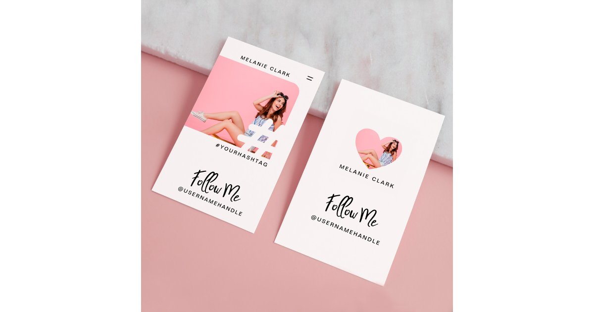 Modern Trendy Social Media Follow Me Hashtag Photo Business Card | Zazzle