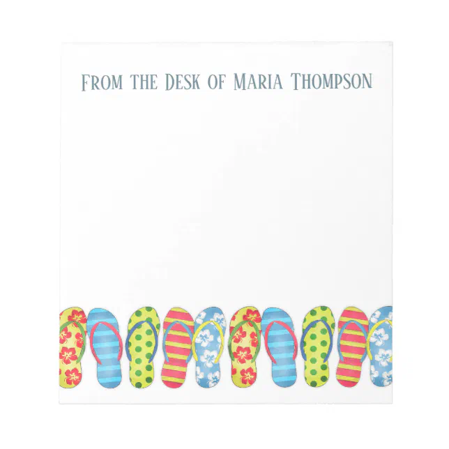 Modern Trendy Stylish Beach Summer Flip Flops Notepad | Zazzle