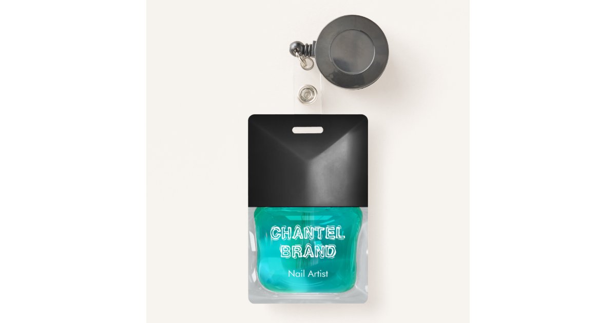 Modern trendy teal nail polish beautician salon badge | Zazzle