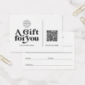 Modern Trendy Typography QR code Gift Voucher card | Zazzle