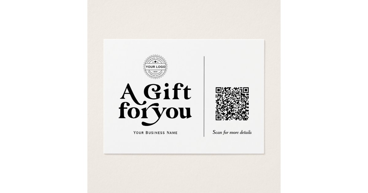 Modern Trendy Typography QR code Gift Voucher card | Zazzle