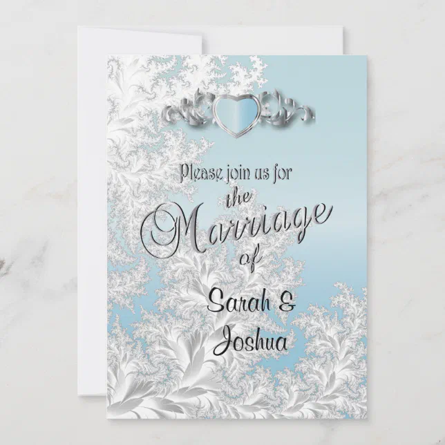 Modern Trendy Wedding in a Aqua Blue Damask Invitation | Zazzle