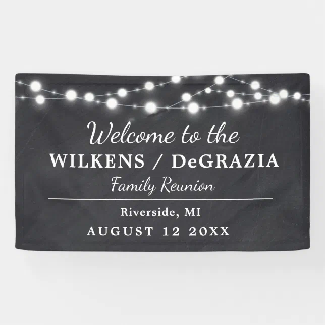Modern Trendy Welcome Family Reunion String Lights Banner | Zazzle