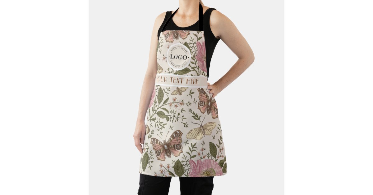 Modern Trendy Wildflower Botanical Floral Monogram Apron | Zazzle