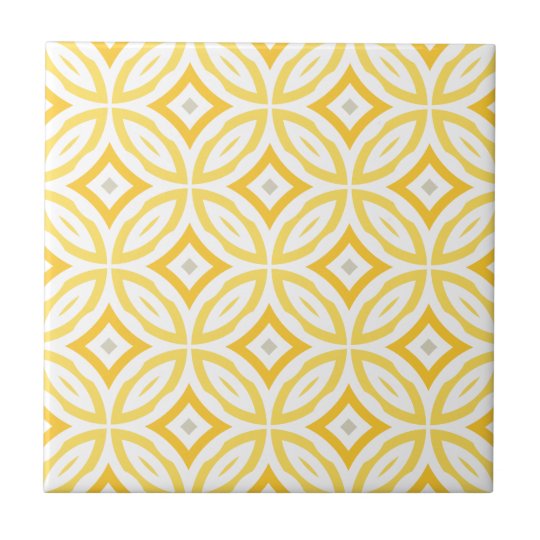 Modern Trendy Yellow Circle Geometric Pattern Ceramic Tile | Zazzle.com