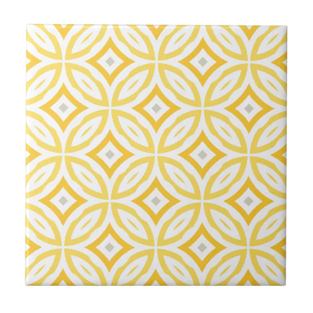 Modern Trendy Yellow Circle Geometric Pattern Ceramic Tile | Zazzle
