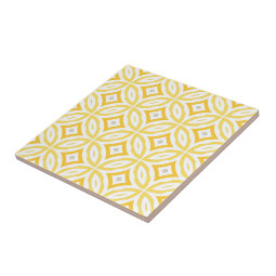 Modern Trendy Yellow Circle Geometric Pattern Ceramic Tile | Zazzle