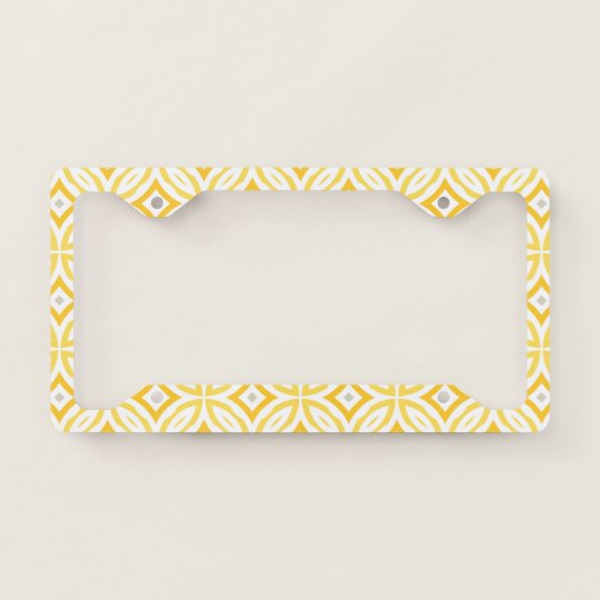 Modern Trendy Yellow Circle Geometric Pattern License Plate Frame ...