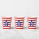 Modern Tri-Colored Star on Red/White Striped Paper Cups | Zazzle