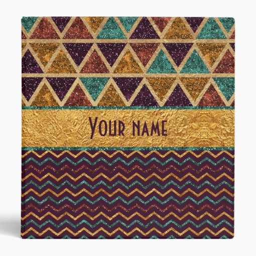 Modern Triangles and Chevrons Faux Glitter Foil Binder | Zazzle
