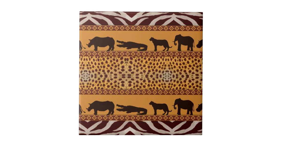 Modern Tribal African Cheetah Pattern Animal Print Ceramic Tile | Zazzle