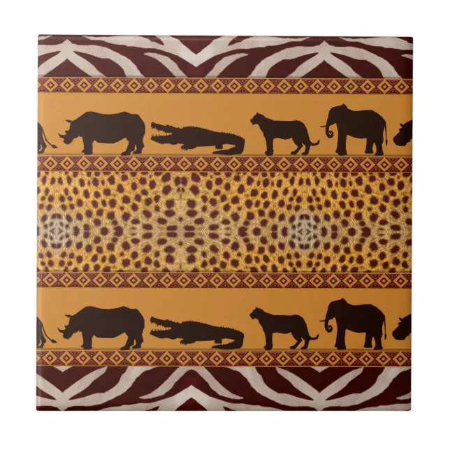 Modern Tribal African Cheetah Pattern Animal Print Ceramic Tile | Zazzle