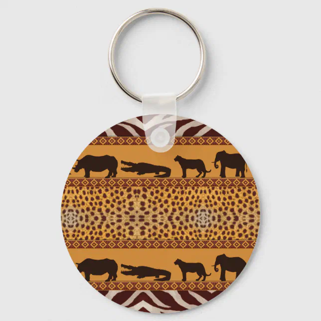 Modern Tribal African Cheetah Pattern Animal Print Keychain | Zazzle