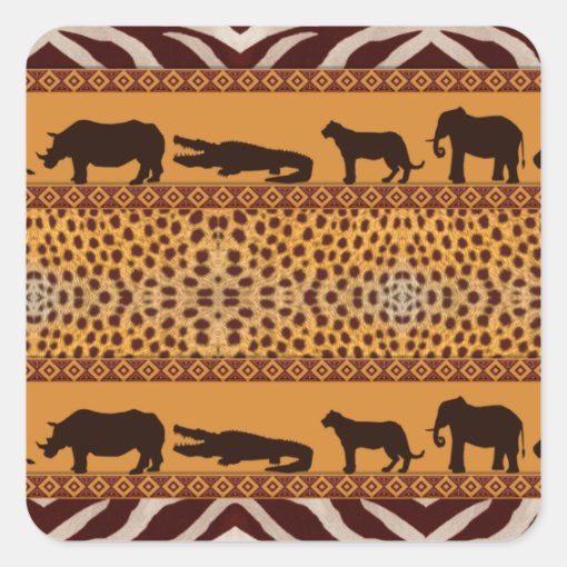 Modern Tribal African Cheetah Pattern Animal Print Square Sticker | Zazzle