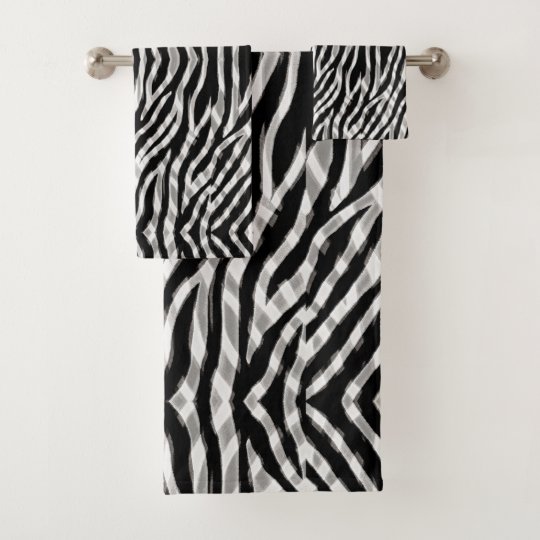 Modern Tribal Zebra Stripe Animal Print Rows Bath Towel Set | Zazzle