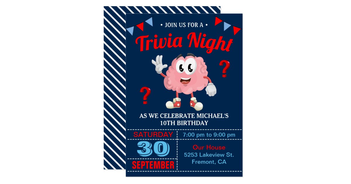 Modern Trivia Quiz Night Birthday Party Invitation | Zazzle.com