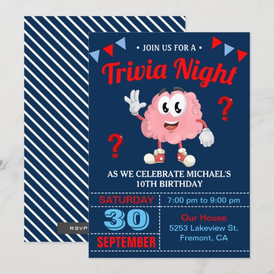 Modern Trivia Quiz Night Birthday Party Invitation | Zazzle.com