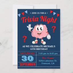 Modern Trivia Quiz Night Birthday Party Invitation | Zazzle