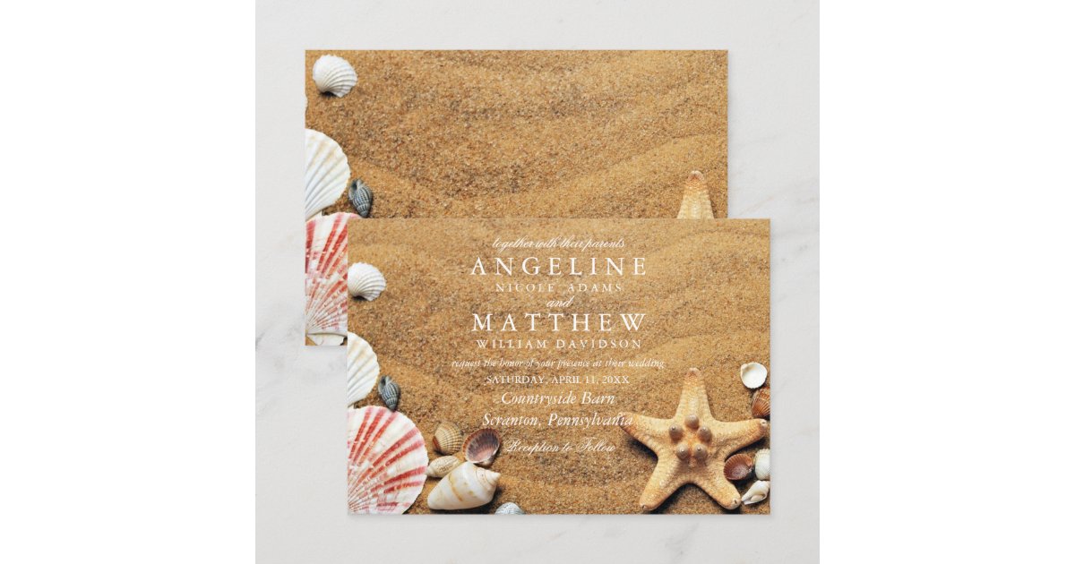 Modern Tropical Beach Starfish Sea Wedding Card | Zazzle