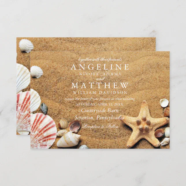 Modern Tropical Beach Starfish Sea Wedding Card | Zazzle