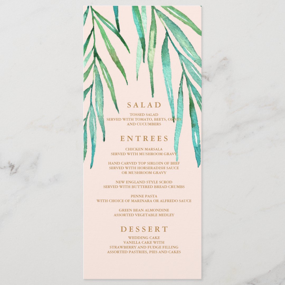 Modern Tropical Beach Wedding Menu | Zazzle