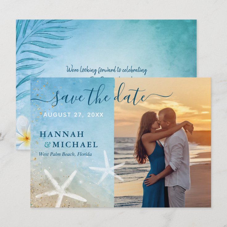 Modern Tropical Elegant Beach Wedding Photo Save The Date | Zazzle