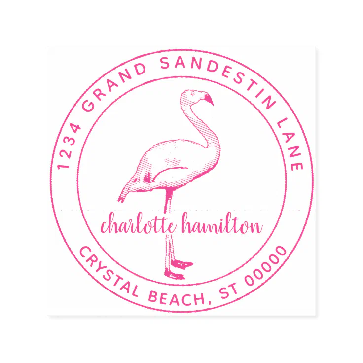 Modern Tropical Flamingo Bird Return Address Self-inking Stamp | Zazzle