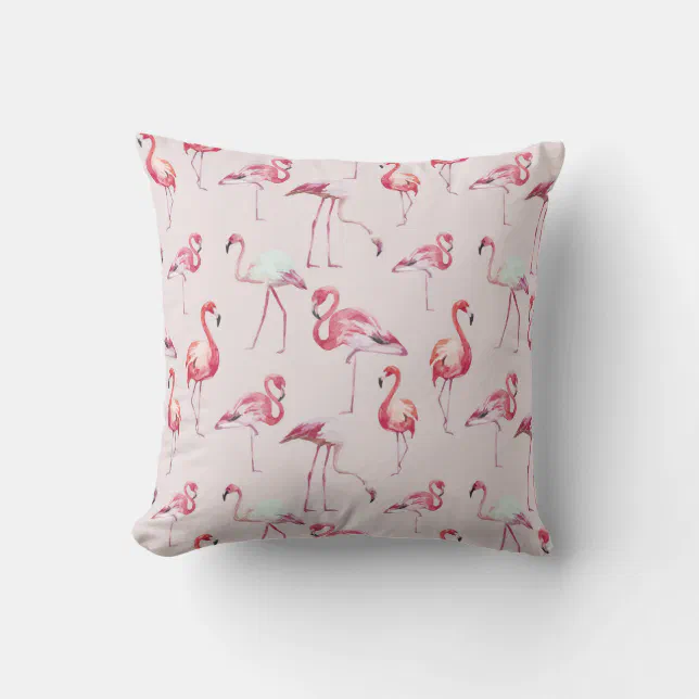 Modern Tropical Flamingo Watercolor Throw Pillow | Zazzle