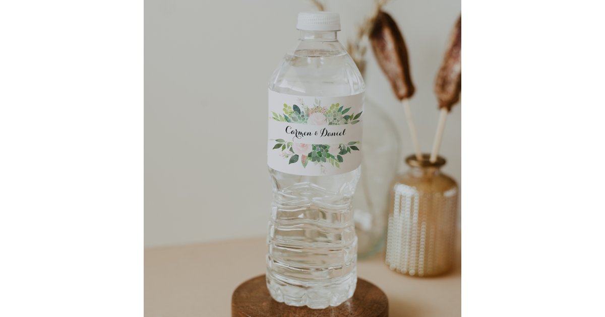 Modern Tropical Floral Water Bottle Label | Zazzle