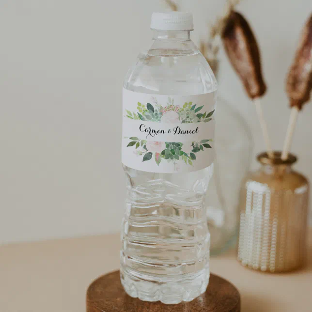 Modern Tropical Floral Water Bottle Label | Zazzle