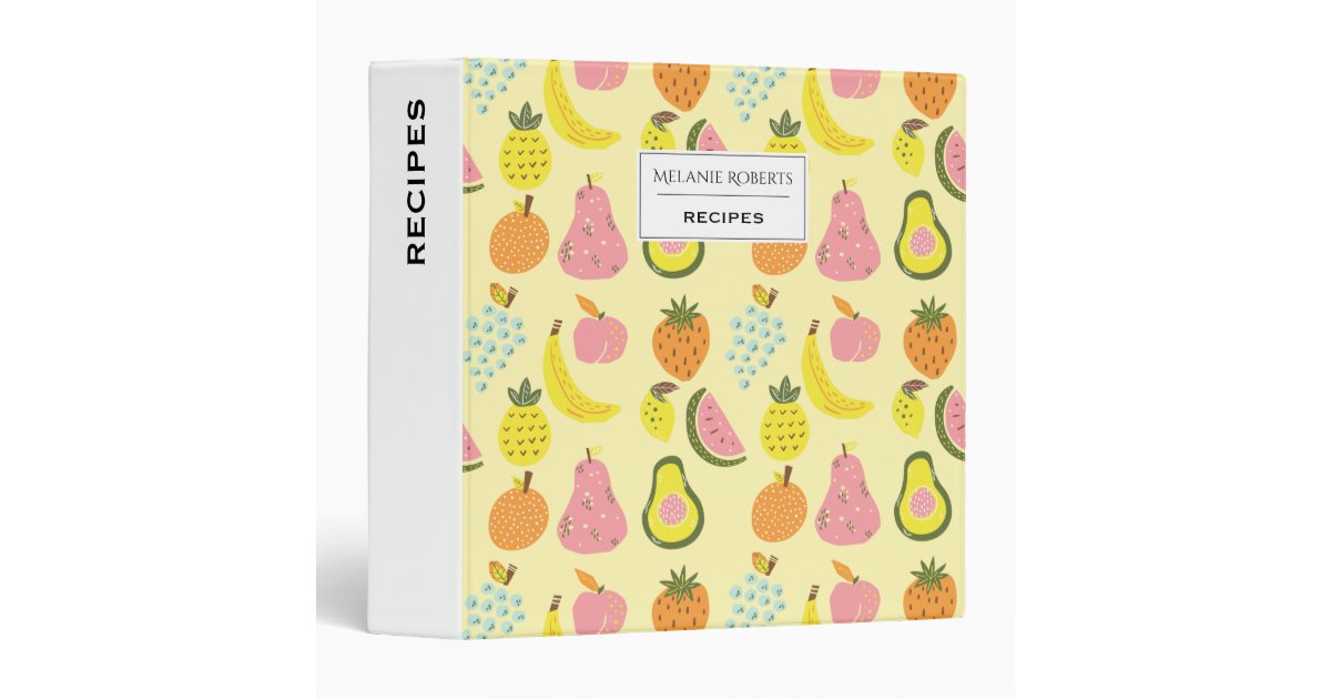 Modern Tropical Fruit Pattern Personalised Recipe 3 Ring Binder | Zazzle