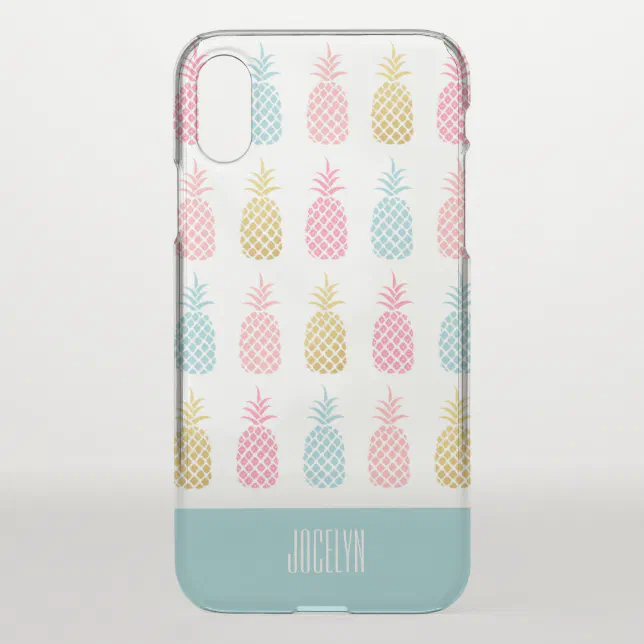 Modern Tropical Gold Pineapple Monogram Uncommon iPhone Case | Zazzle