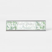 Modern Tropical Greenery White Green Foliage Desk Name Plate | Zazzle