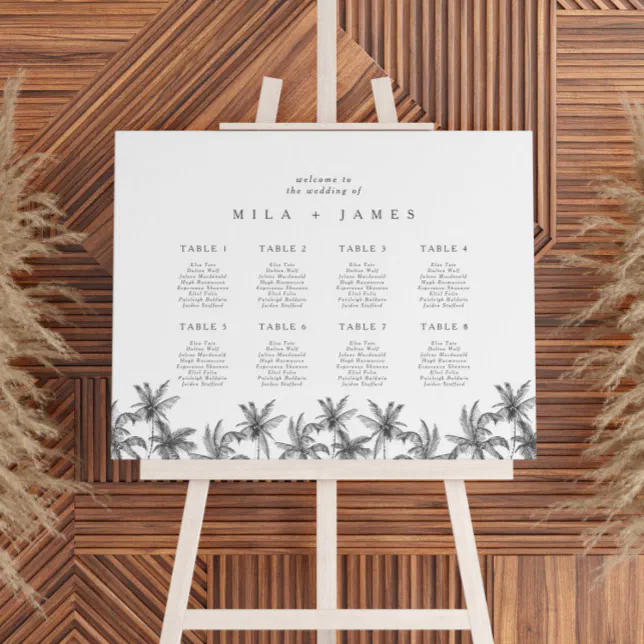 Modern Tropical Minimalist Wedding Seating Chart Foam Board | Zazzle