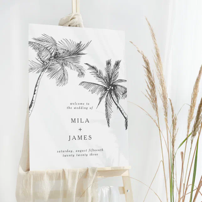 Modern Tropical Minimalist Wedding Welcome Sign | Zazzle