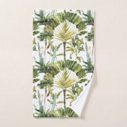Modern Tropical Palm Tree Pattern Bath Towel Set | Zazzle