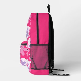 Modern Tropical Pink Floral Personalized Name Printed Backpack | Zazzle