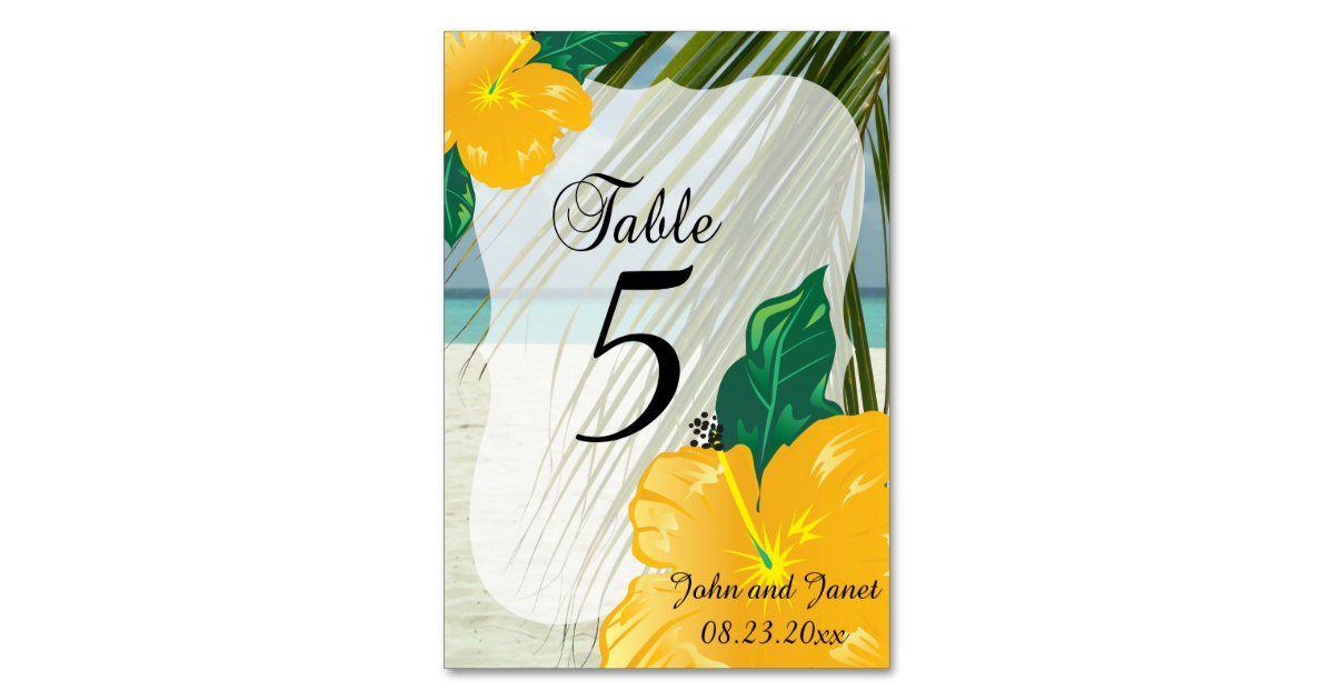 Modern Tropical Wedding | Personalize Table Number | Zazzle