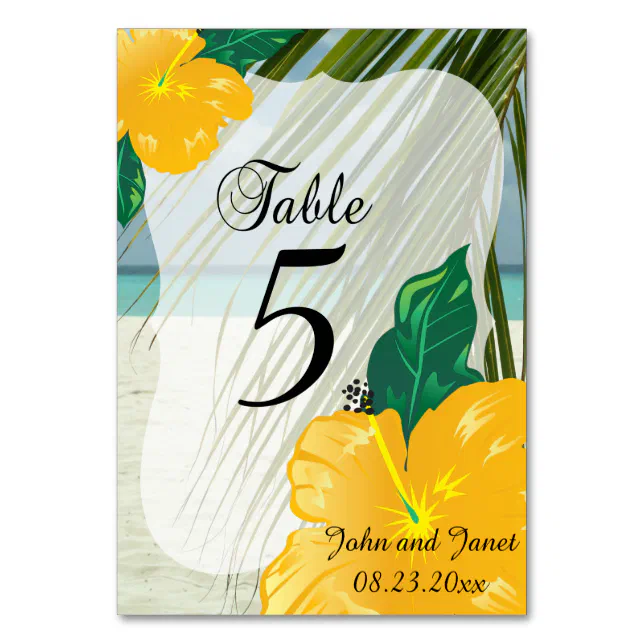 Modern Tropical Wedding | Personalize Table Number | Zazzle